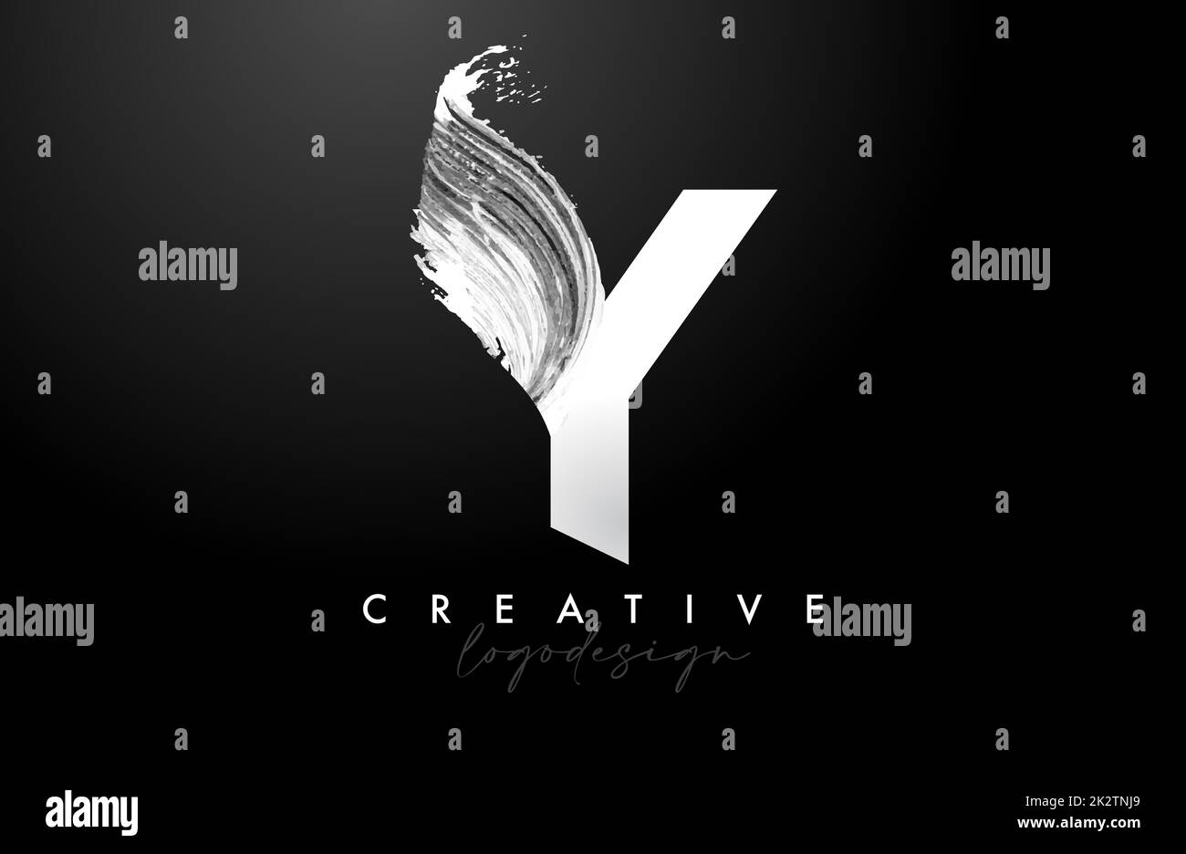 White Letter Y Logo Brush Stroke with Artistic Watercolor Paint Brush ...