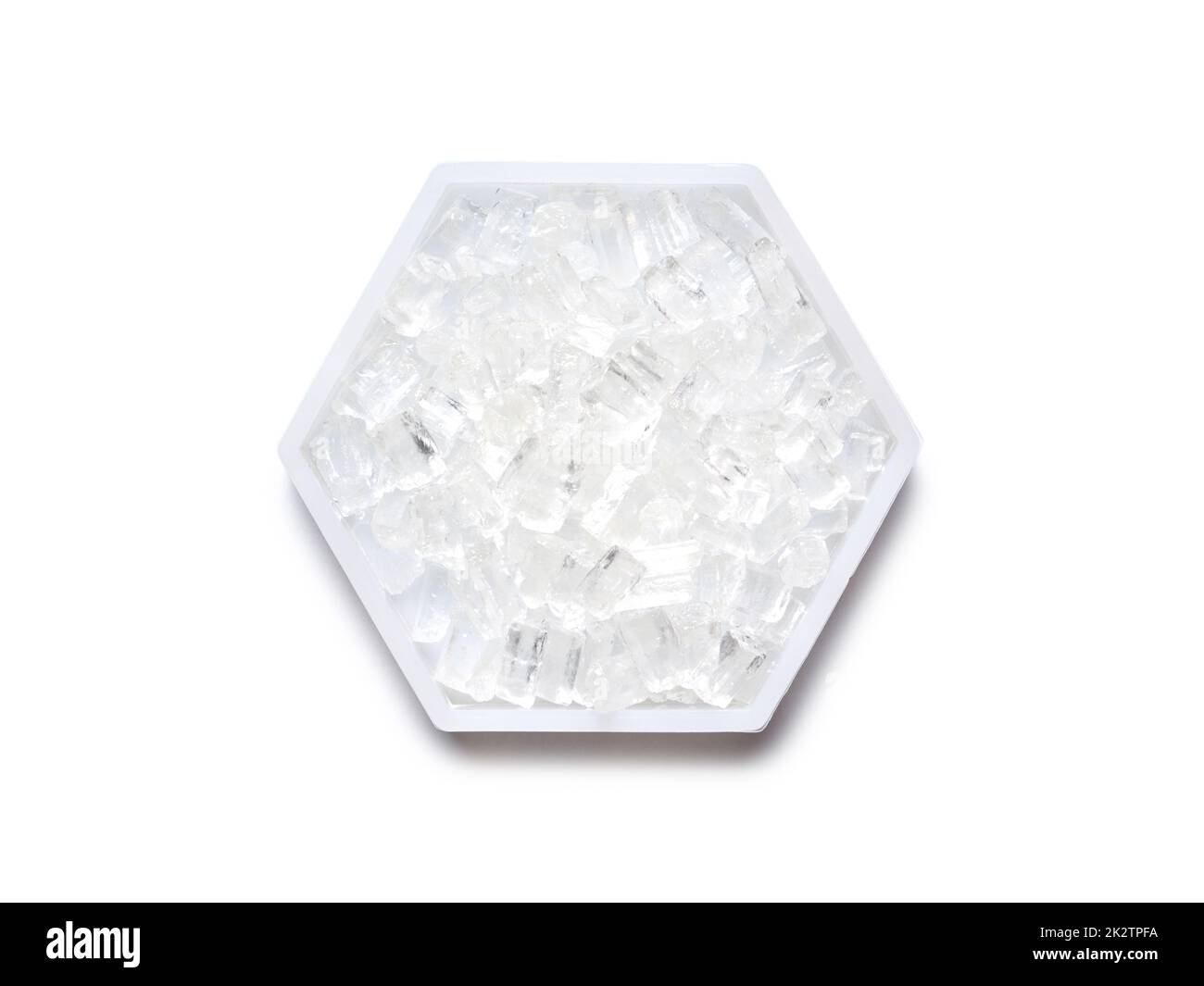 Sodium Thiosulfate in hexagonal molecular shaped container on white ...