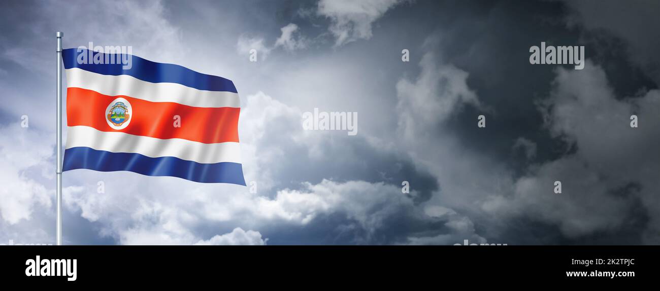 Costa Rican flag on a cloudy sky Stock Photo - Alamy