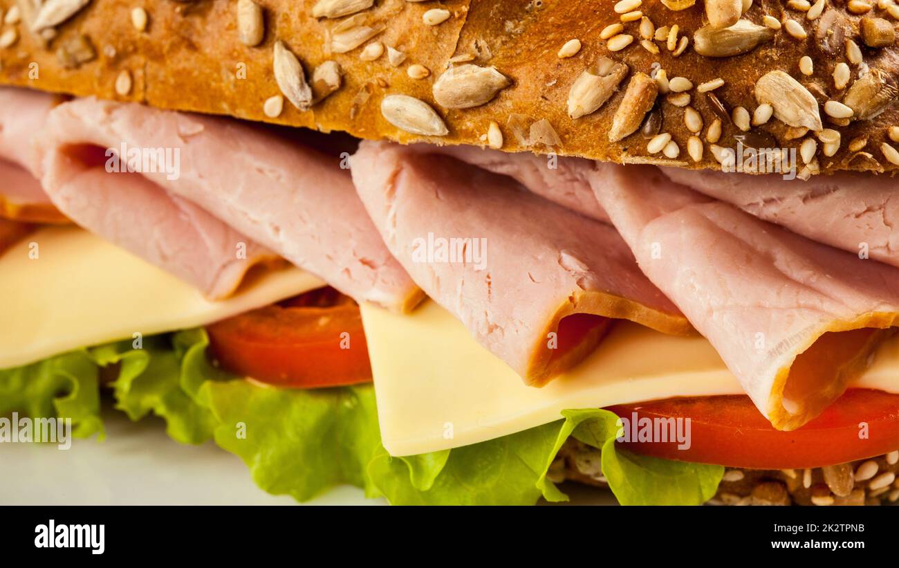 Ham sandwich close up Stock Photo - Alamy