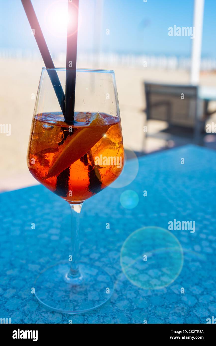 Glass of aperol spritz cocktail Stock Photo - Alamy