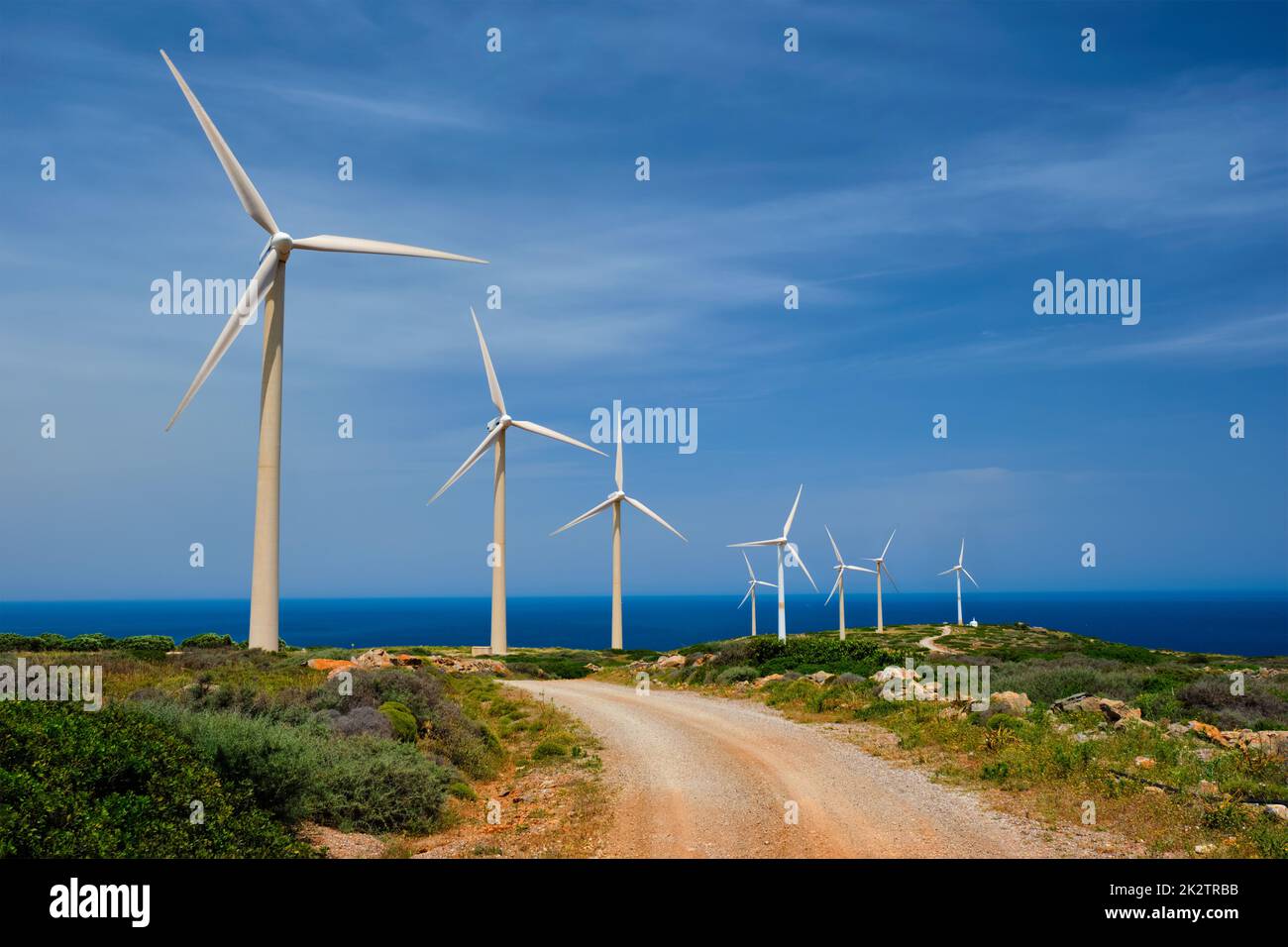 Wind generator turbines. Crete island, Greece Stock Photo - Alamy