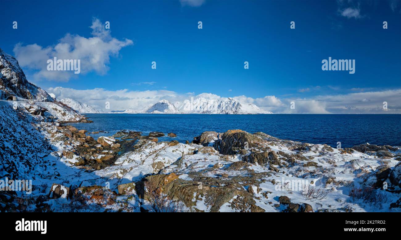 Lofoten islands and Norwegian sea in winter, Norway Stock Photo - Alamy