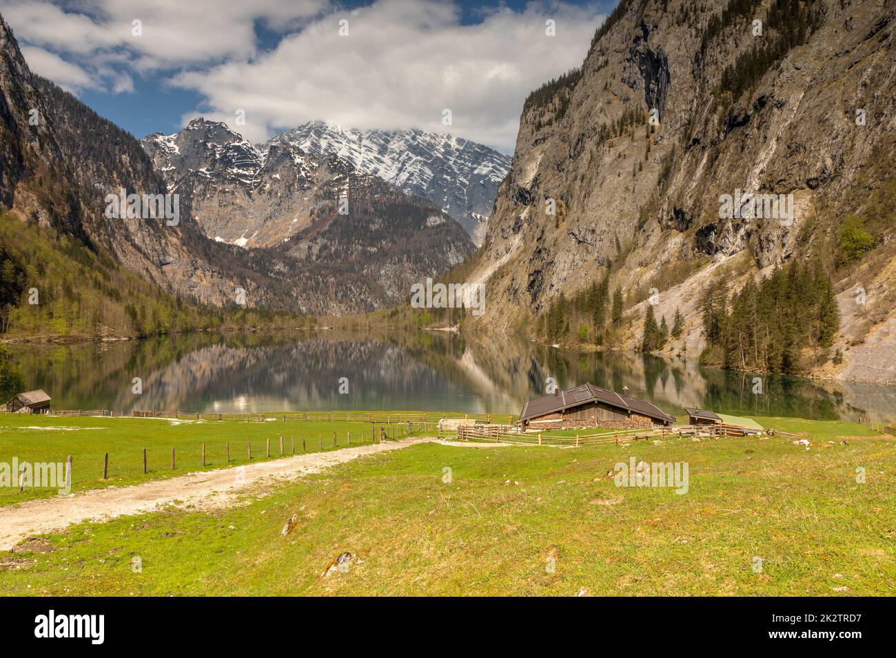 View over lake Obersee near lake Koenigssee in Berchtesgaden national ...