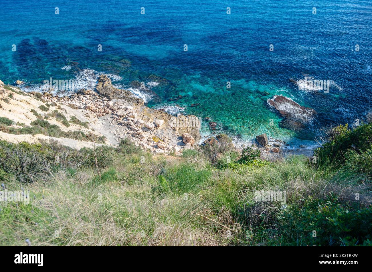 Natural background view of the mediterranean coast in calpe spain hi ...