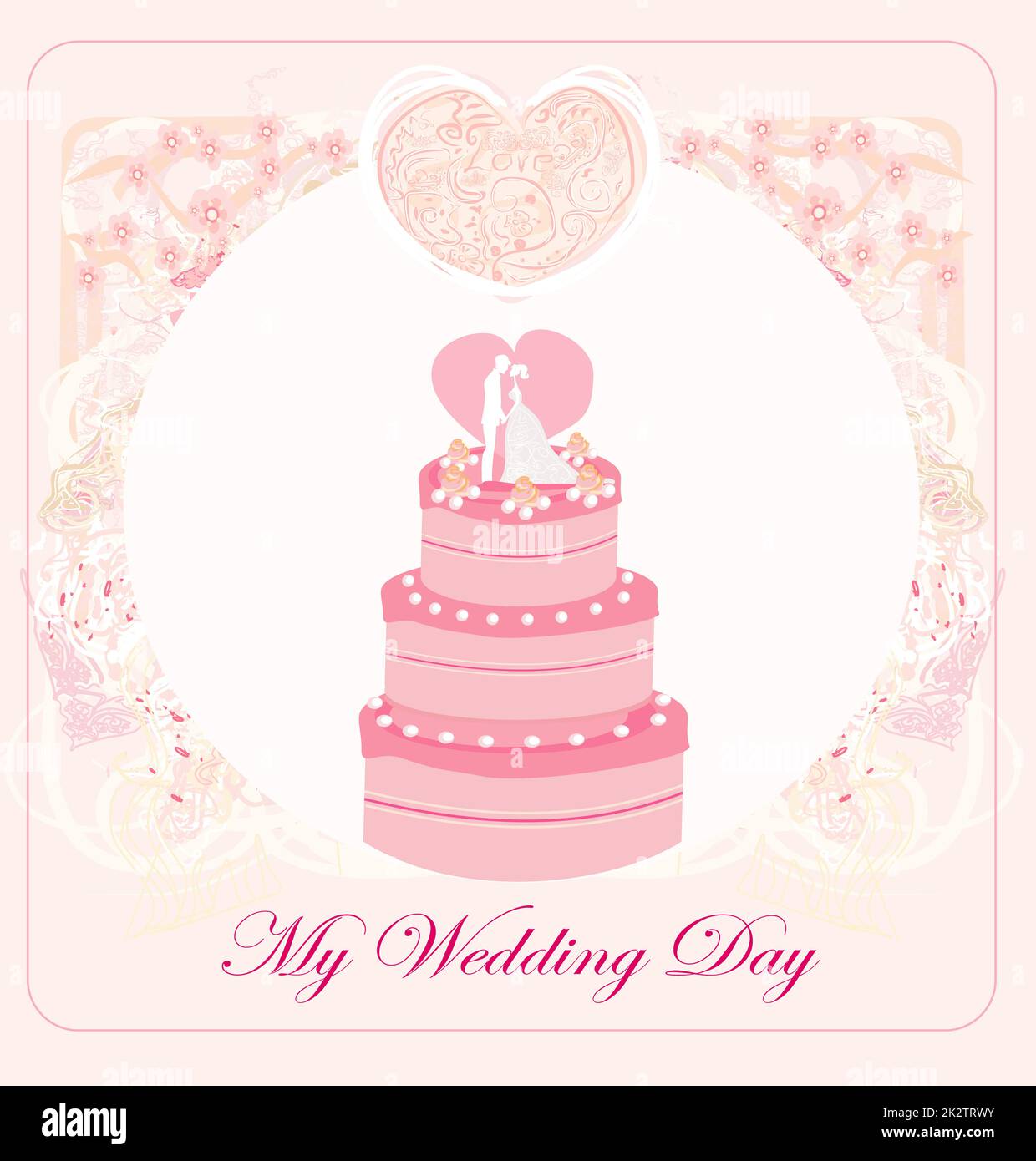 wedding cake card design Stock Photo - Alamy