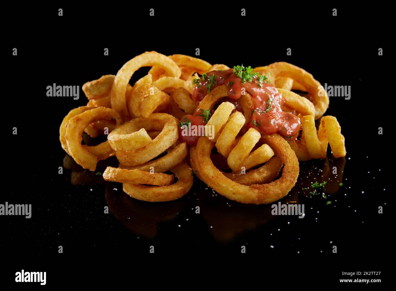 Delicious French fries with sauce Stock Photo - Alamy