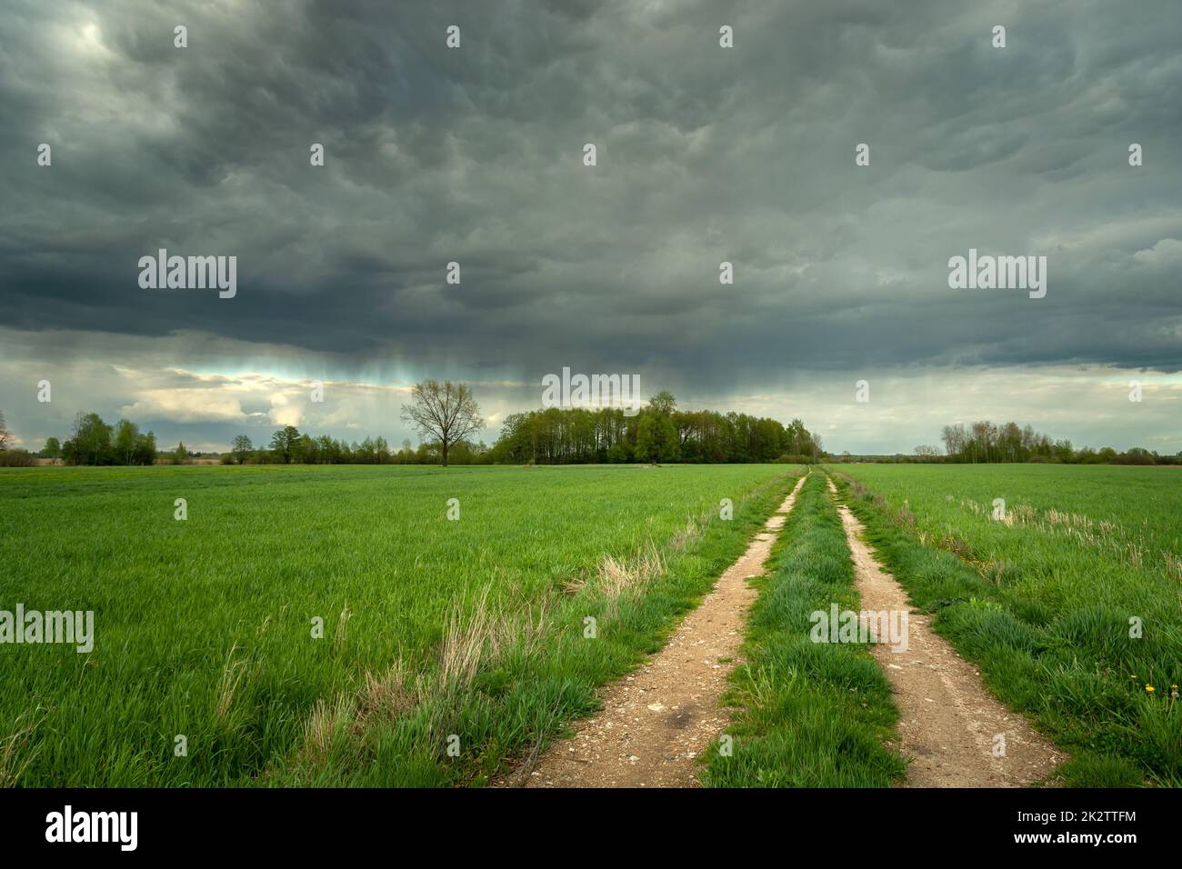 Dark cloudy sky green field hi-res stock photography and images - Alamy