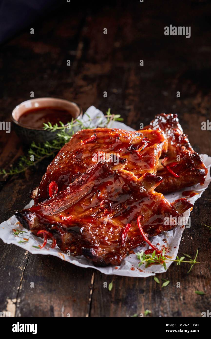 Bbq pork ribs served hi-res stock photography and images - Alamy