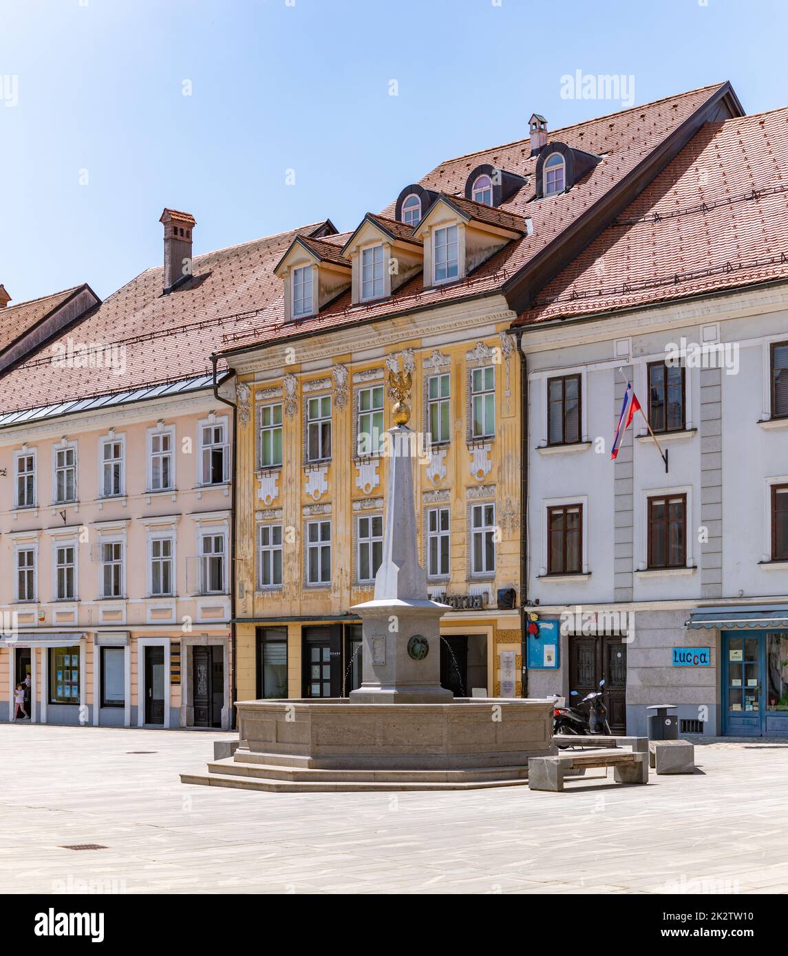 Kranj Main Square Fountain Stock Photo - Alamy