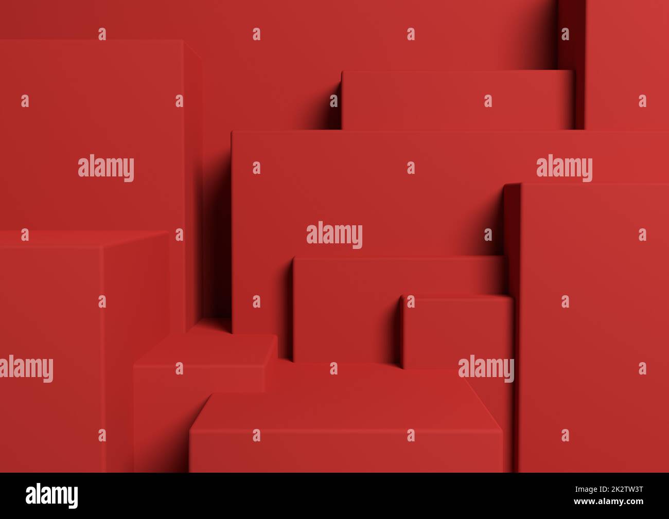 Bright maroon, dark red 3D rendering product display podium or stand ...