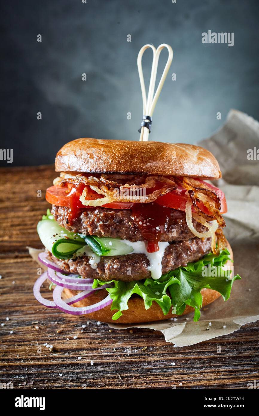 Double burger hi-res stock photography and images - Alamy
