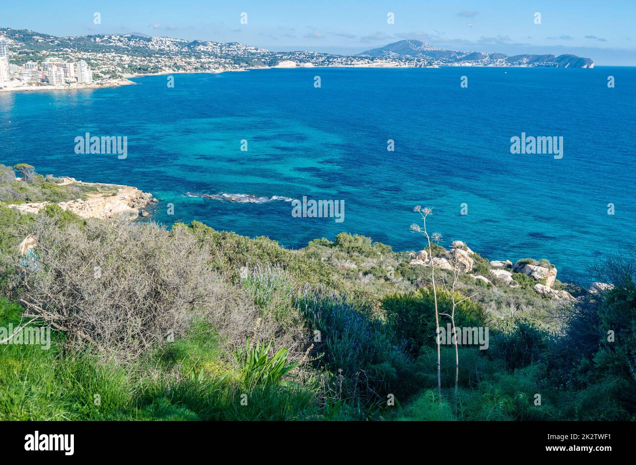 View from the Penon de Ifach Natural Park in Calpe, Spain Stock Photo ...