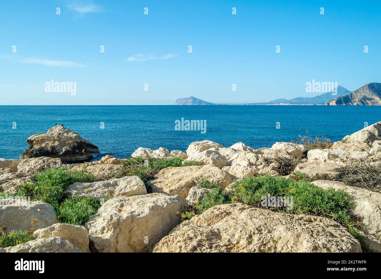 View from the Penon de Ifach Natural Park in Calpe, Spain Stock Photo ...