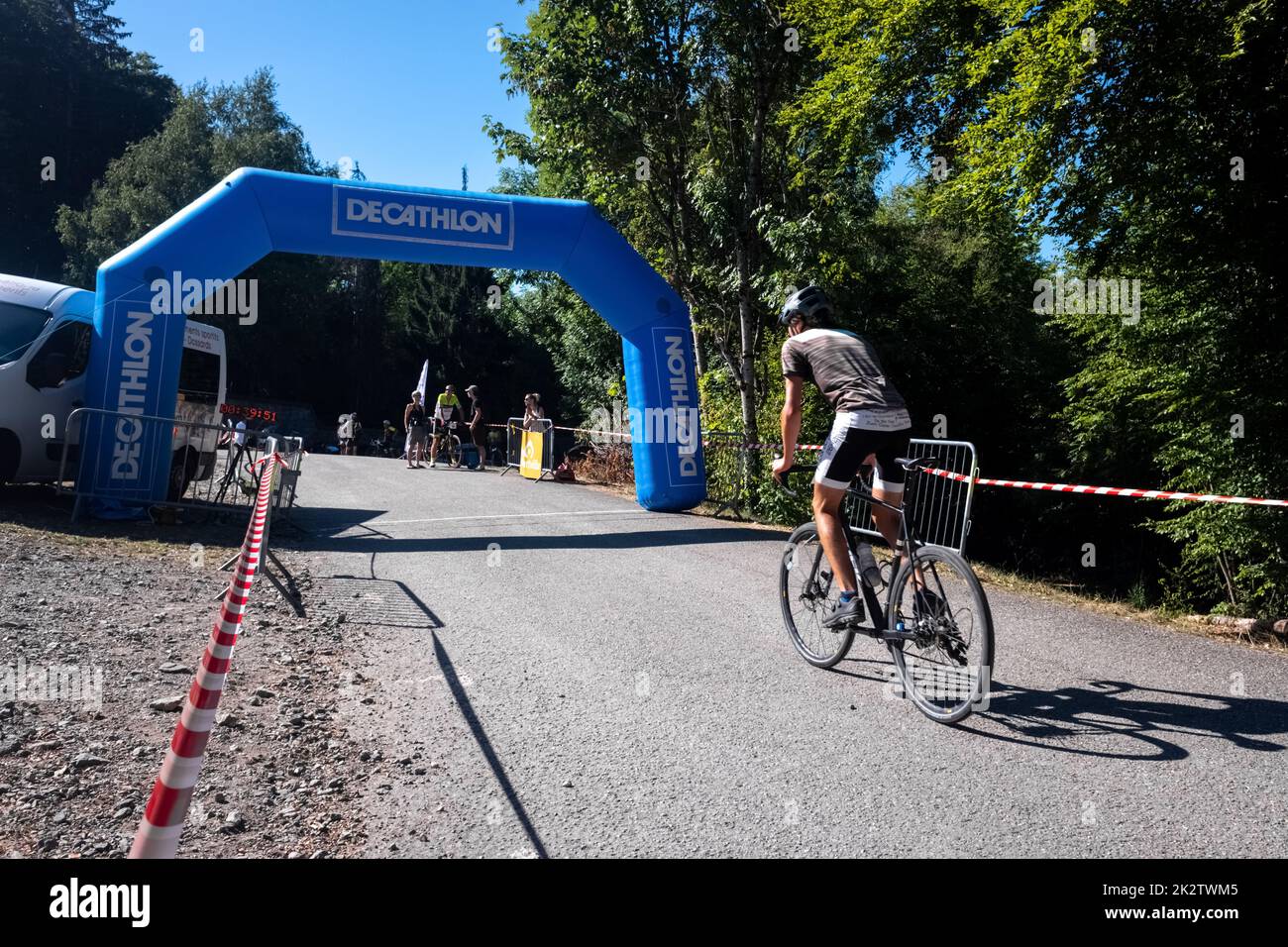 Chamonix, France - August 2022: Amateur cyclist participates in a race ...