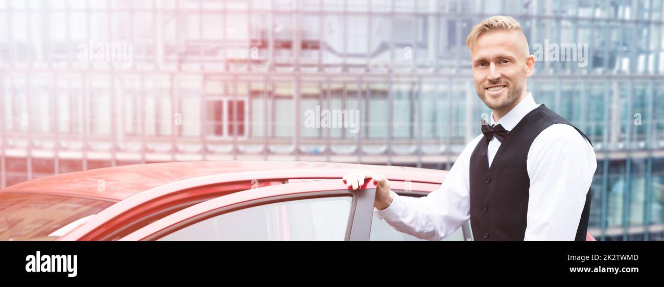 Male Valet Opening Car Door Stock Photo - Alamy