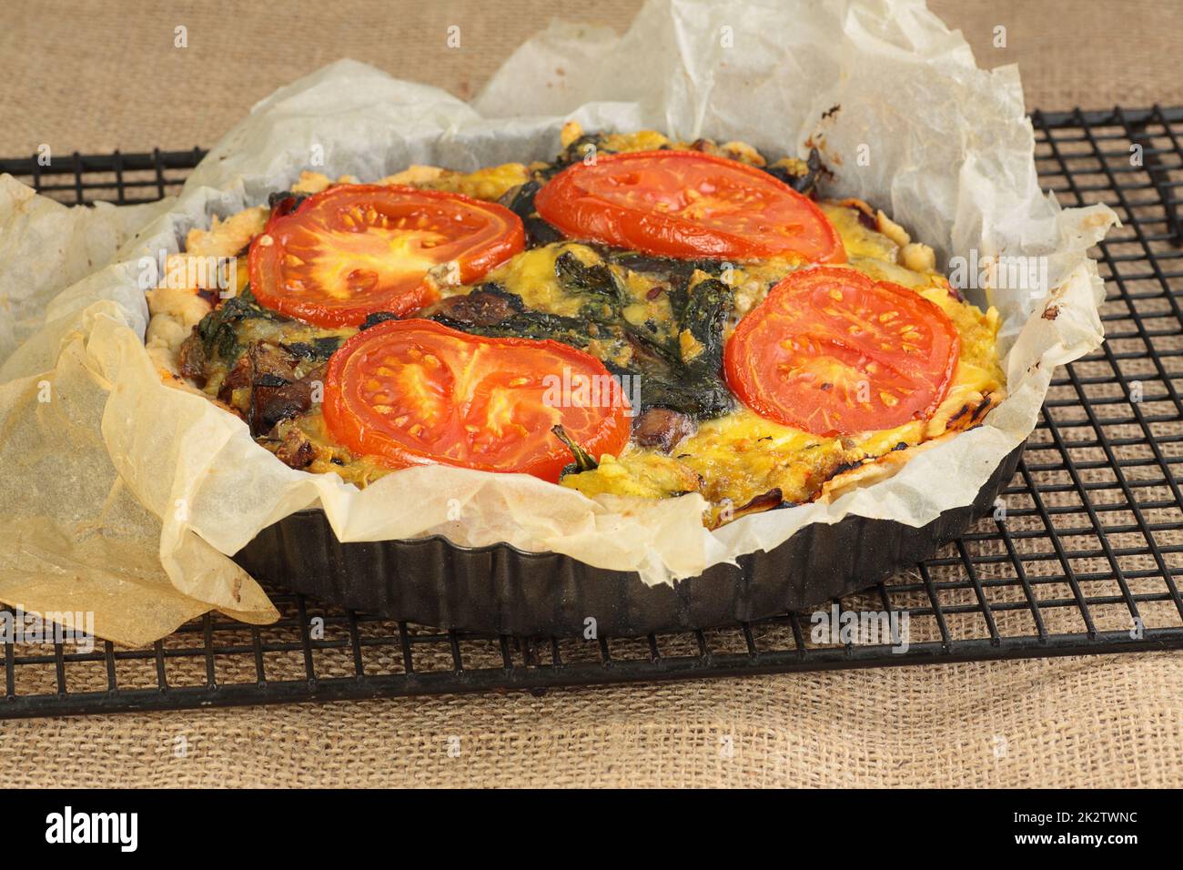 vegan tofu pie with cheese spinach and tofu Stock Photo - Alamy