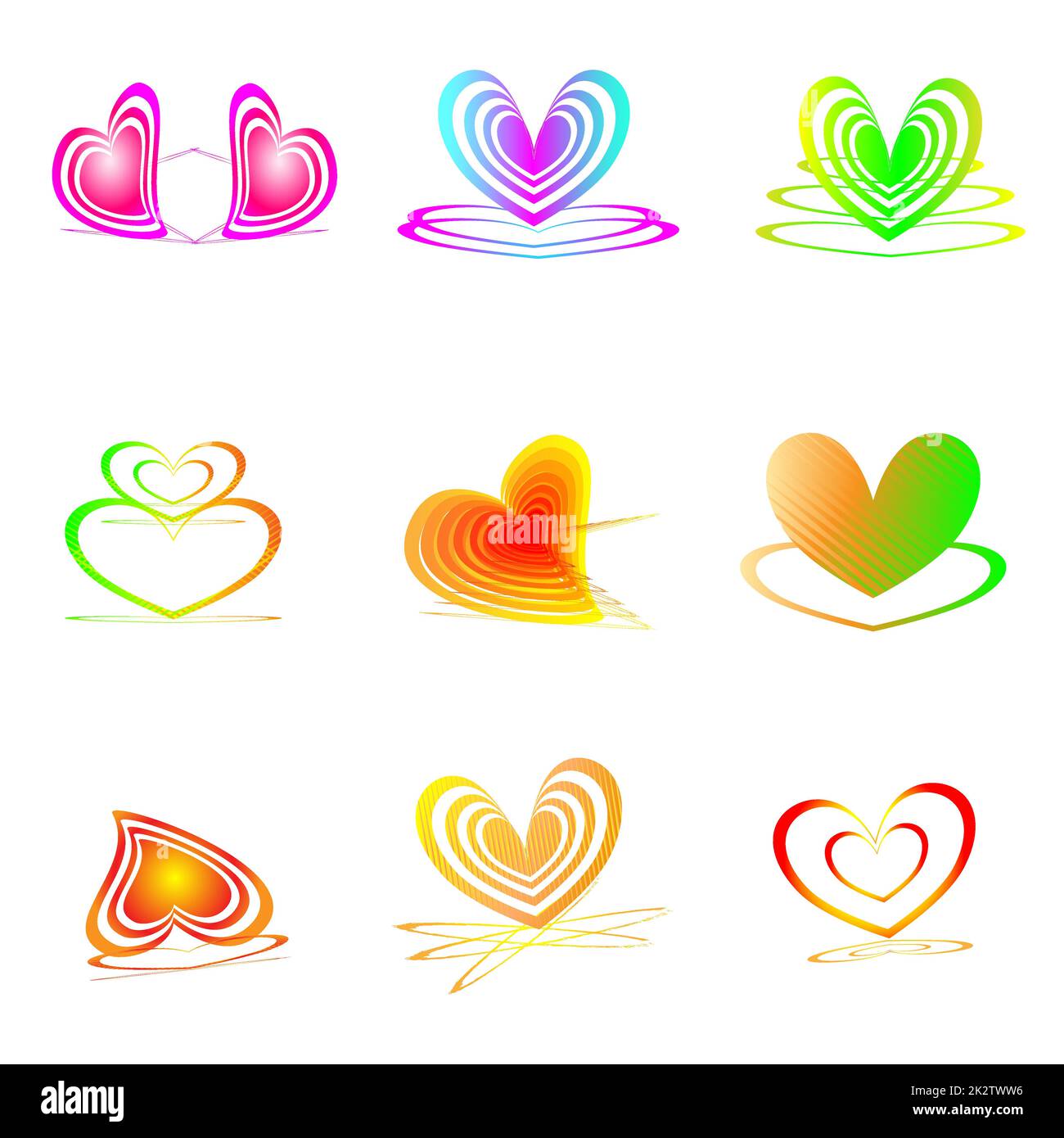 Collection of heart lovely signs passion feeling decorative abstract ...