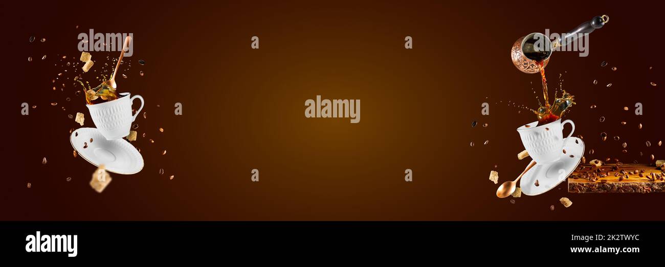 Drop coffee falling in white hi-res stock photography and images - Alamy