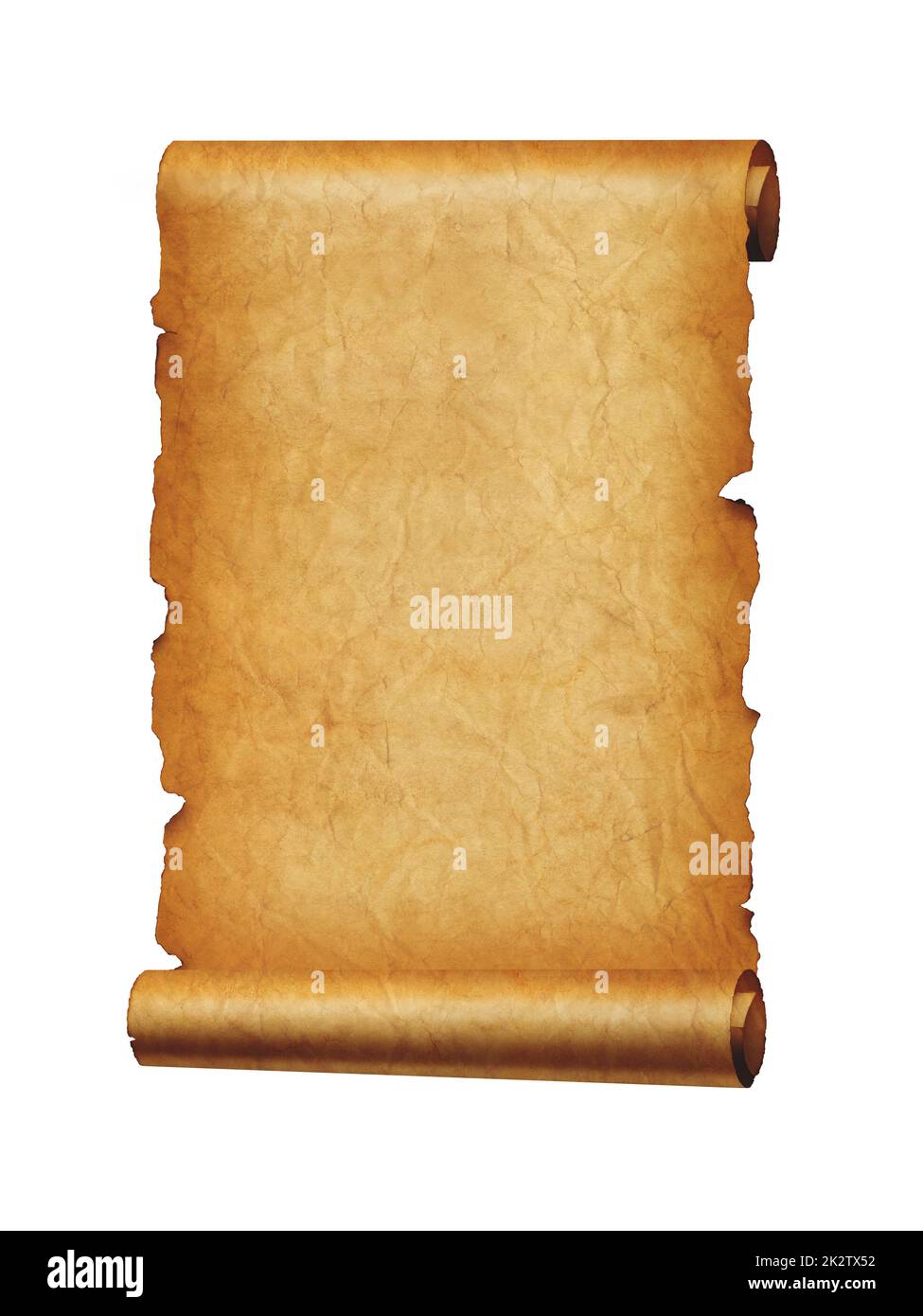 Old mediaeval paper sheet. Parchment scroll isolated on white Stock ...