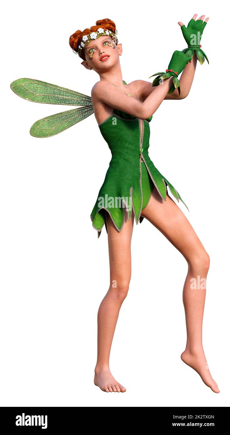 3D Rendering Spring Fairy on White Stock Photo - Alamy