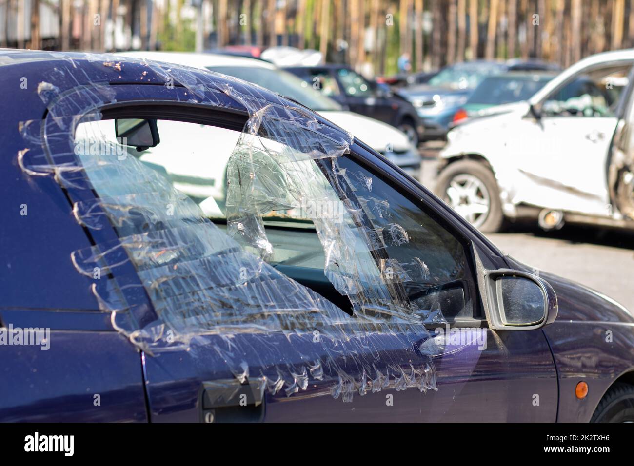 Traces of shots on the body of the car. War between Russia and Ukraine ...
