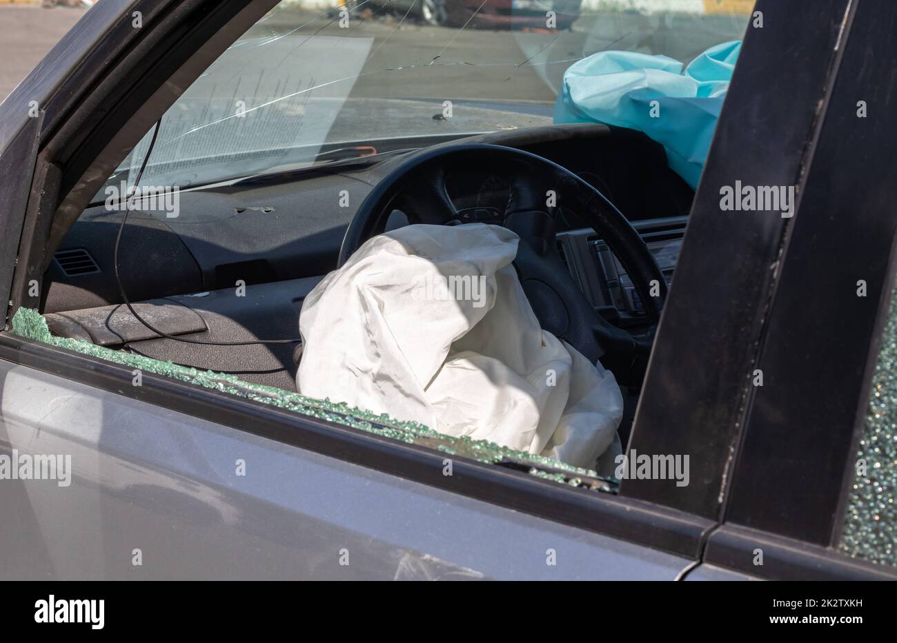 Traces of shots on the body of the car. War between Russia and Ukraine ...