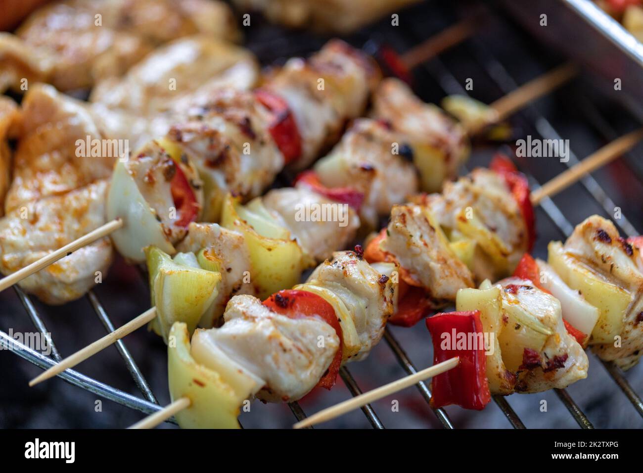 barbecue with delicious grilled meat on grill Stock Photo - Alamy