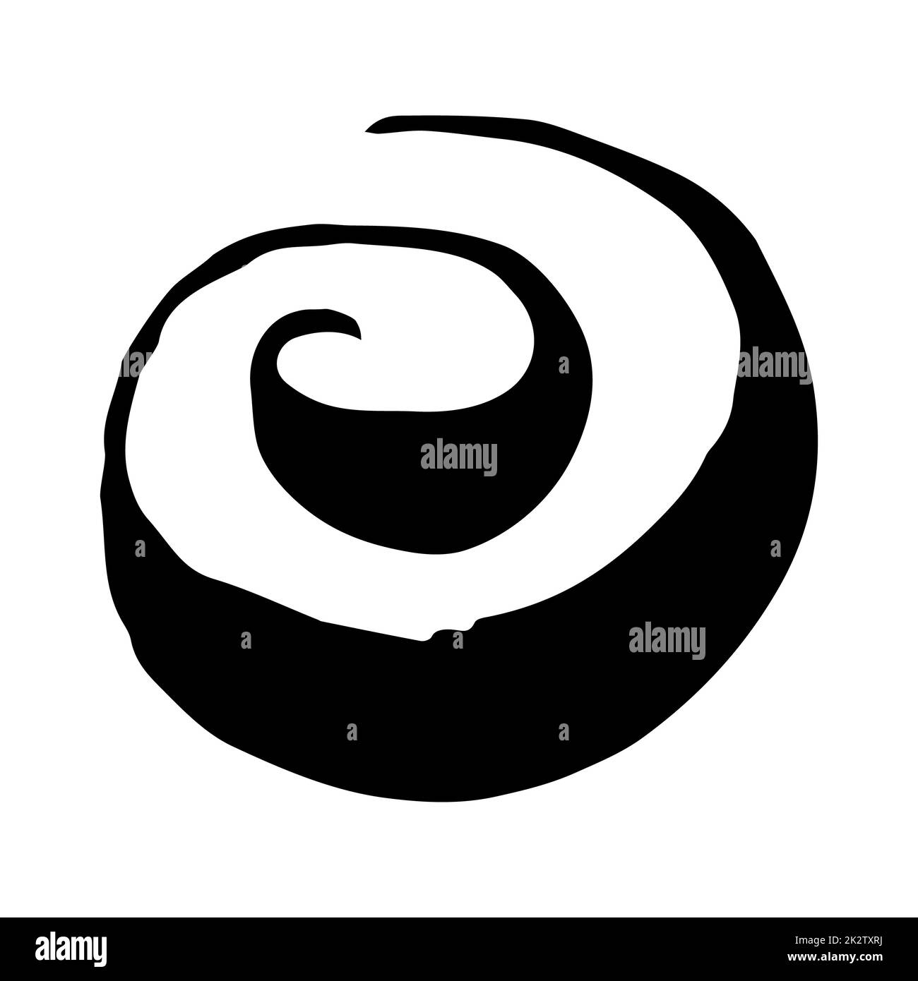 Round swirl symbol, hand painted with ink brush Stock Photo - Alamy