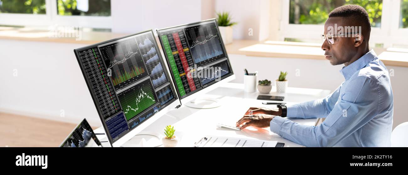 African American Man Trading Stock Market Exchange Stock Photo - Alamy