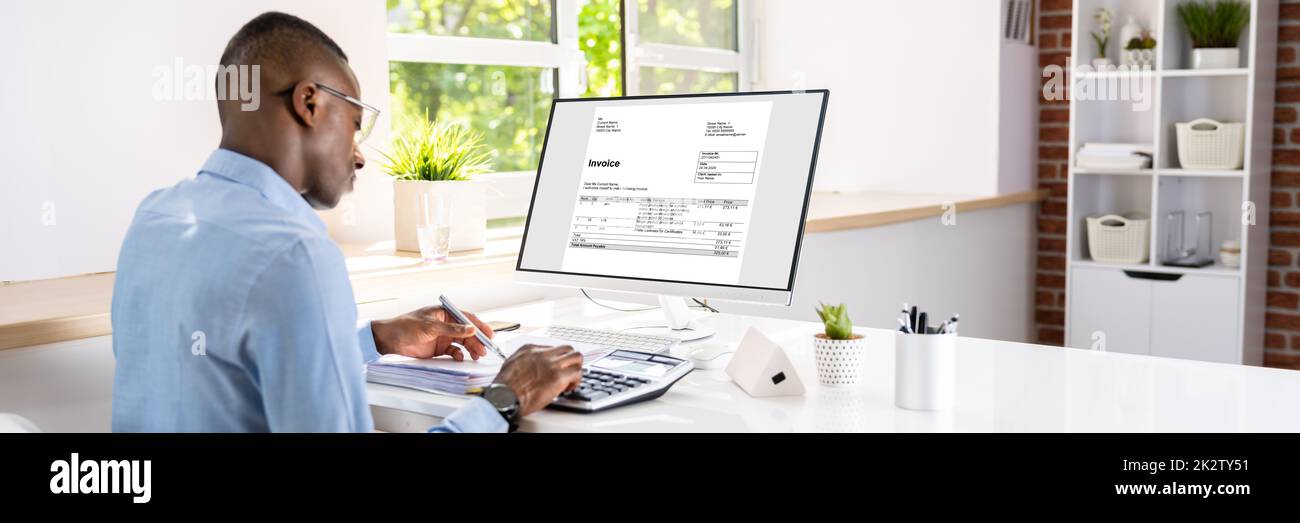 Accountant calculating receipt hi-res stock photography and images - Alamy