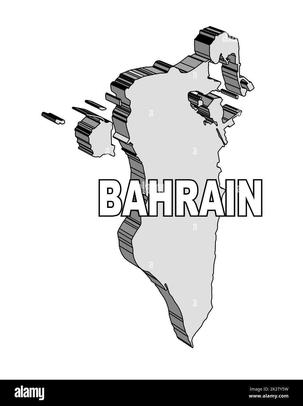 Outline 3D Map of Bahrain Stock Photo - Alamy