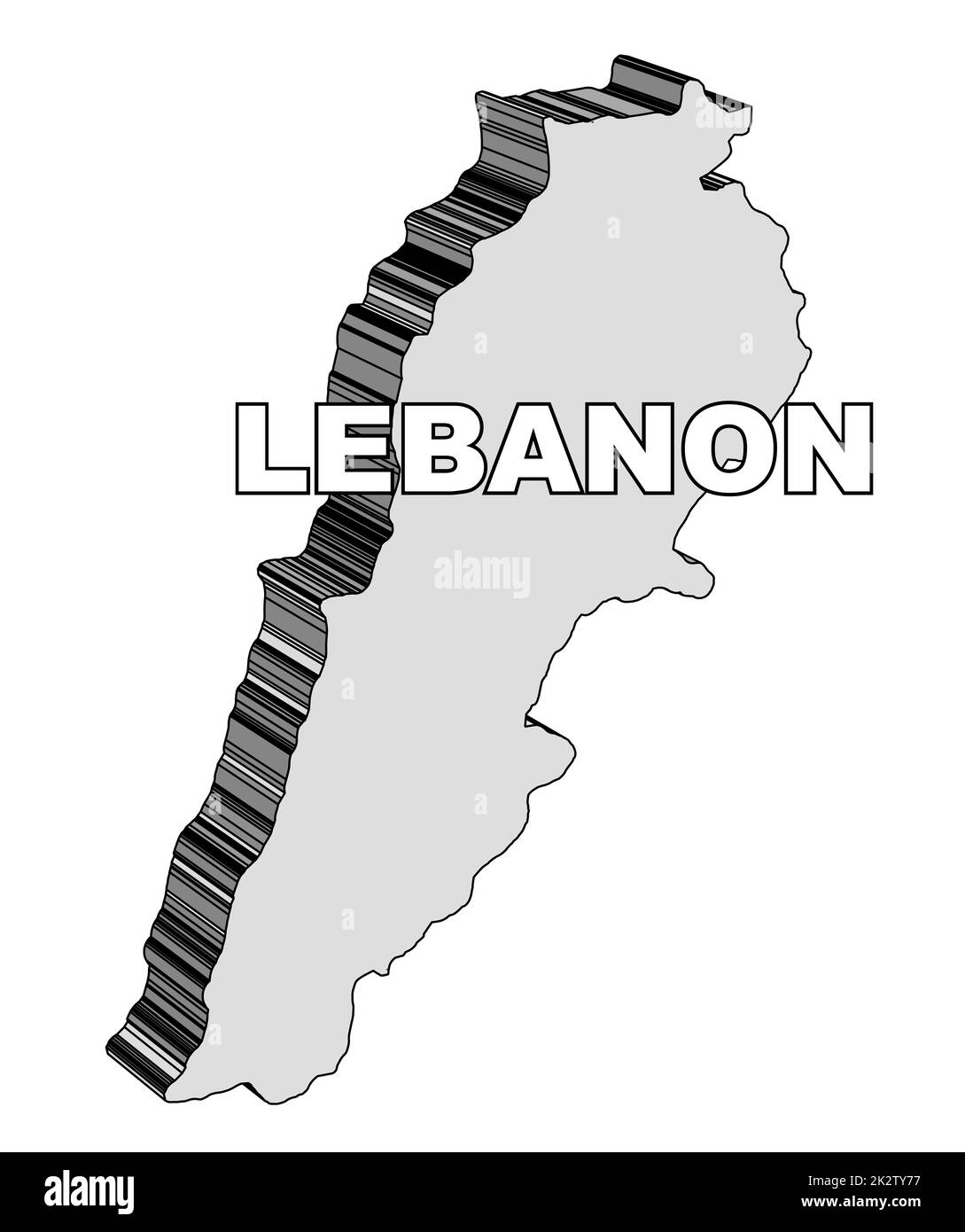 Outline 3D Map of Lebanon Stock Photo - Alamy