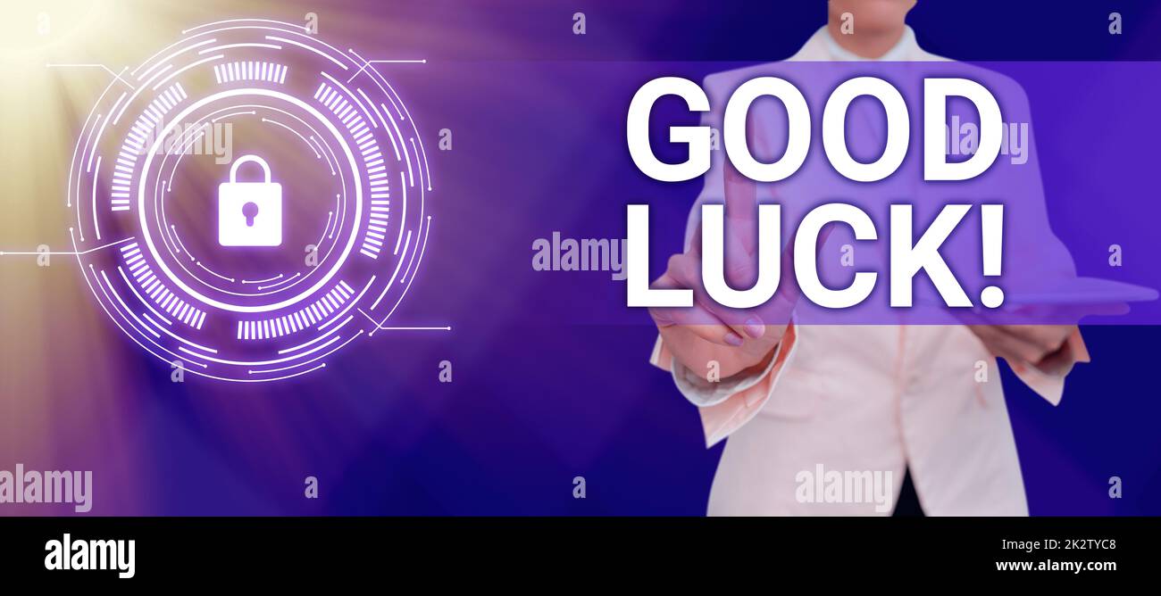 Text caption presenting Good Luck. Word for A positive fortune or a ...