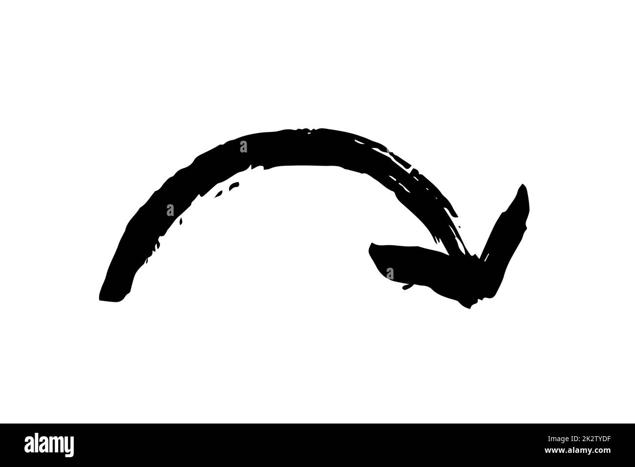 Hand painted curve arrow drawn with ink brush Stock Photo - Alamy