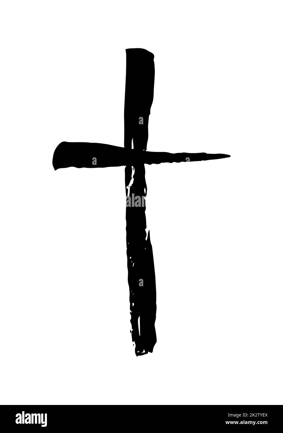 Hand drawn christian cross symbol hand painted with black ink Stock ...