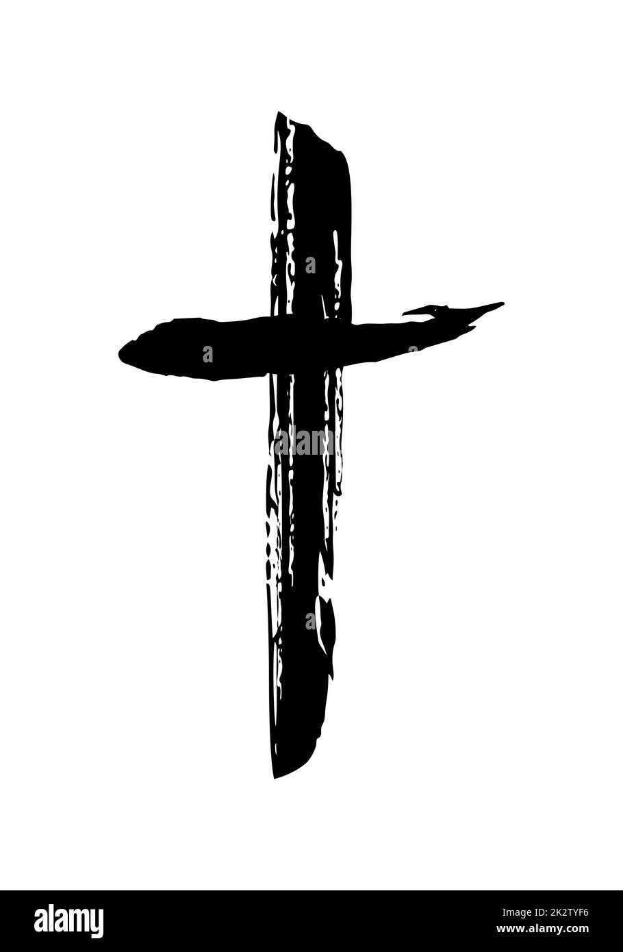 Hand drawn christian cross symbol hand painted with black ink Stock ...