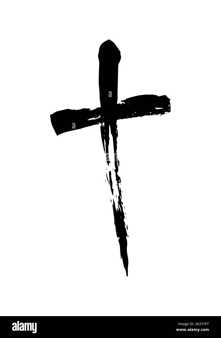 Hand drawn christian cross symbol hand painted with black ink Stock ...