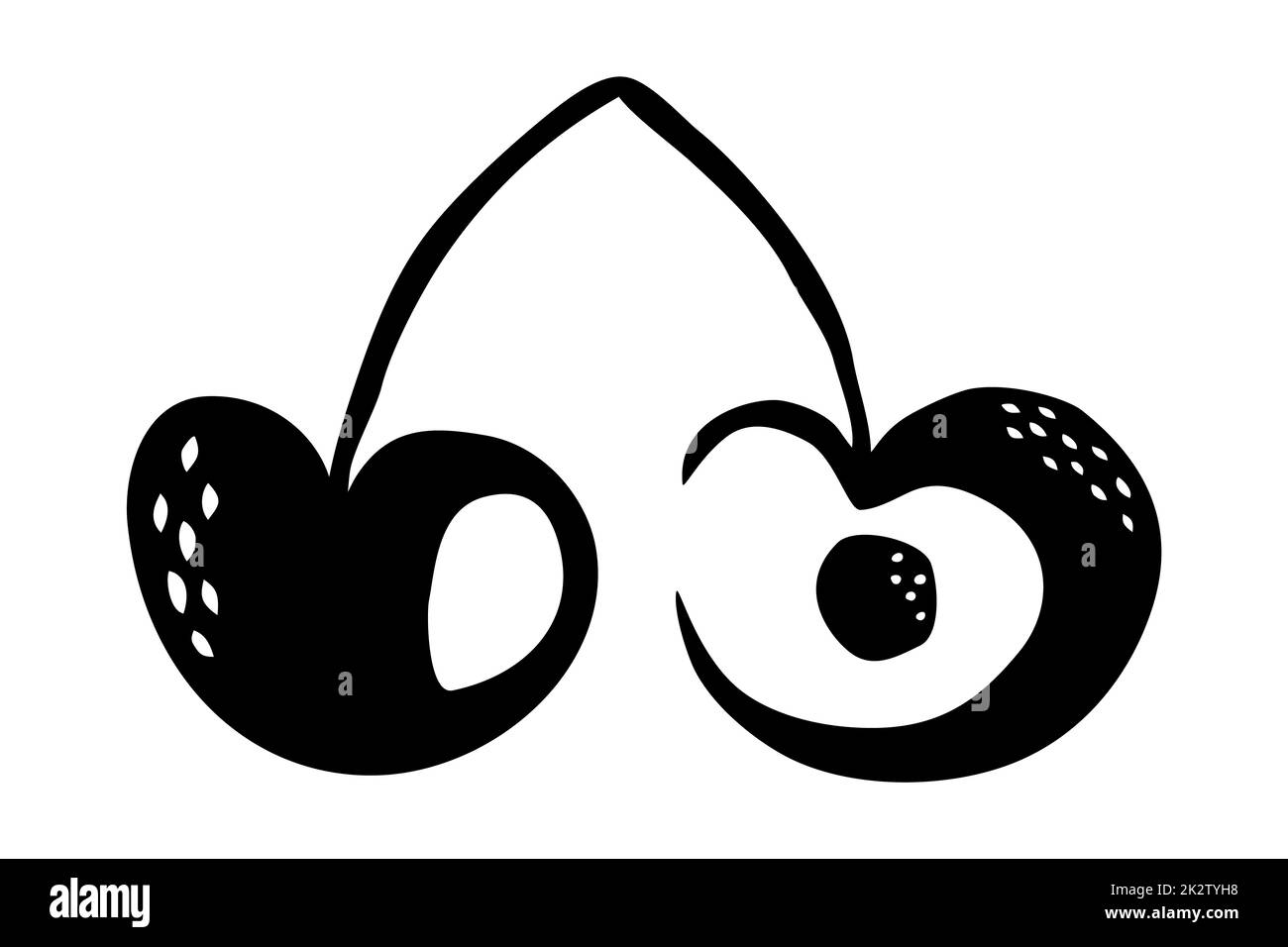 Cherries hand drawn sketch Cut Out Stock Images & Pictures - Alamy