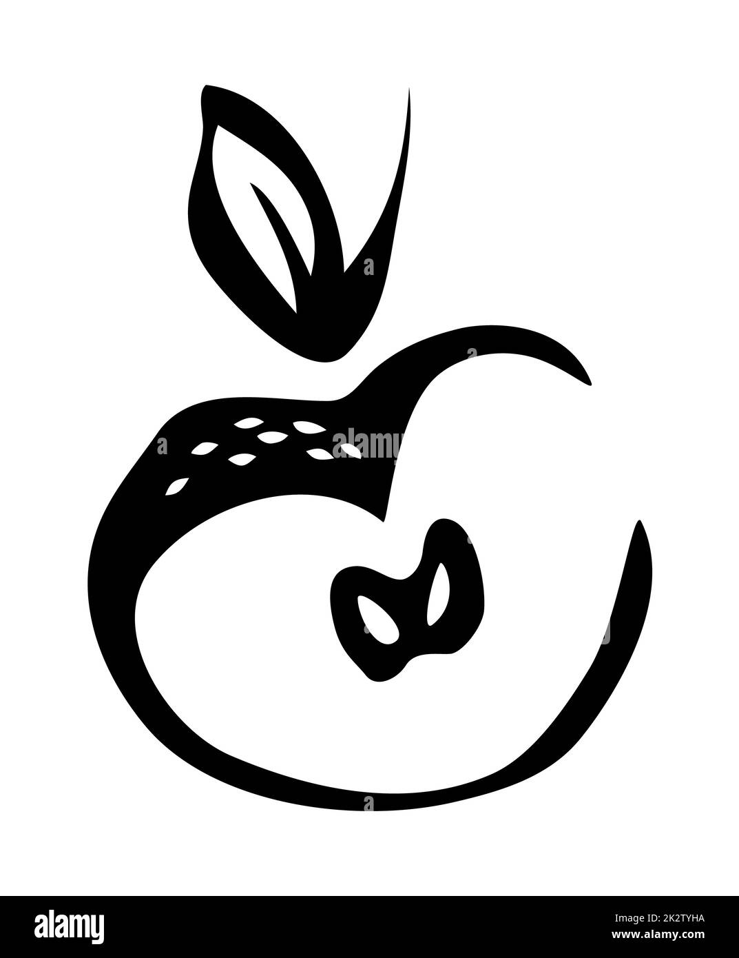 Apple hand painted with ink brush isolated on white background Stock ...