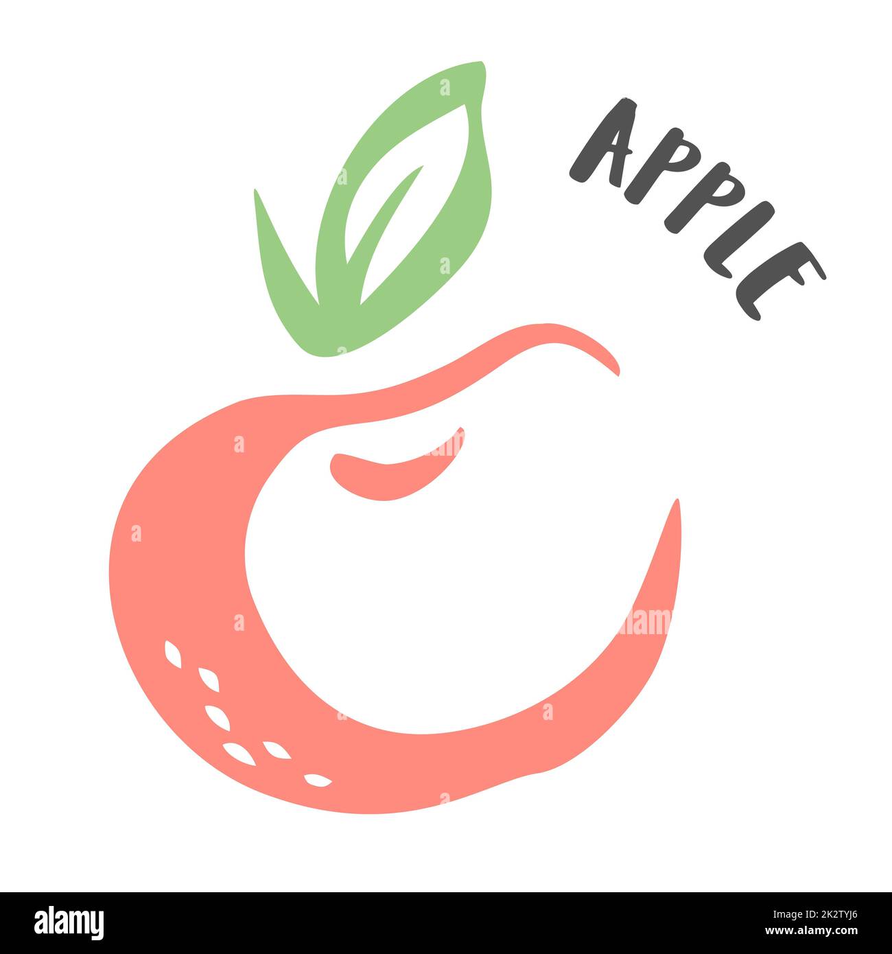 Apple hand painted with ink brush isolated on white background Stock ...