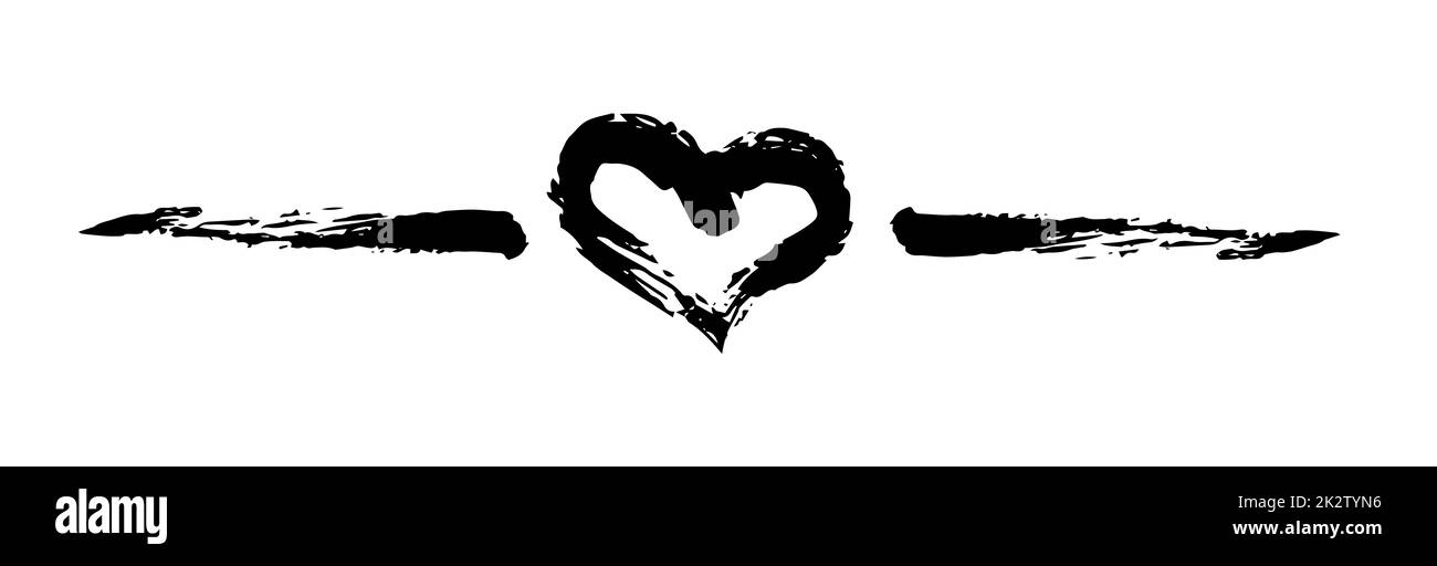 Grunge hand painted Valentine's Day heart divider Stock Photo - Alamy