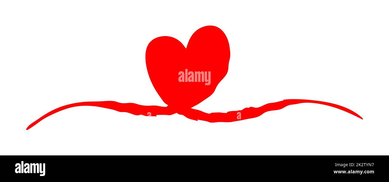 Heart Valentine's Day swash hand painted with brush and ink Stock Photo ...