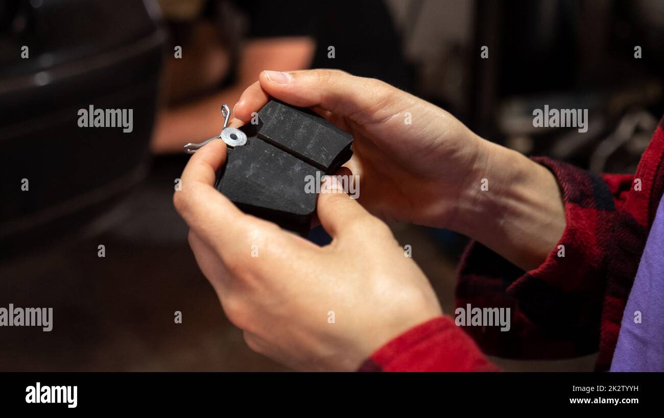 New car brake pads, auto repair concept Stock Photo - Alamy