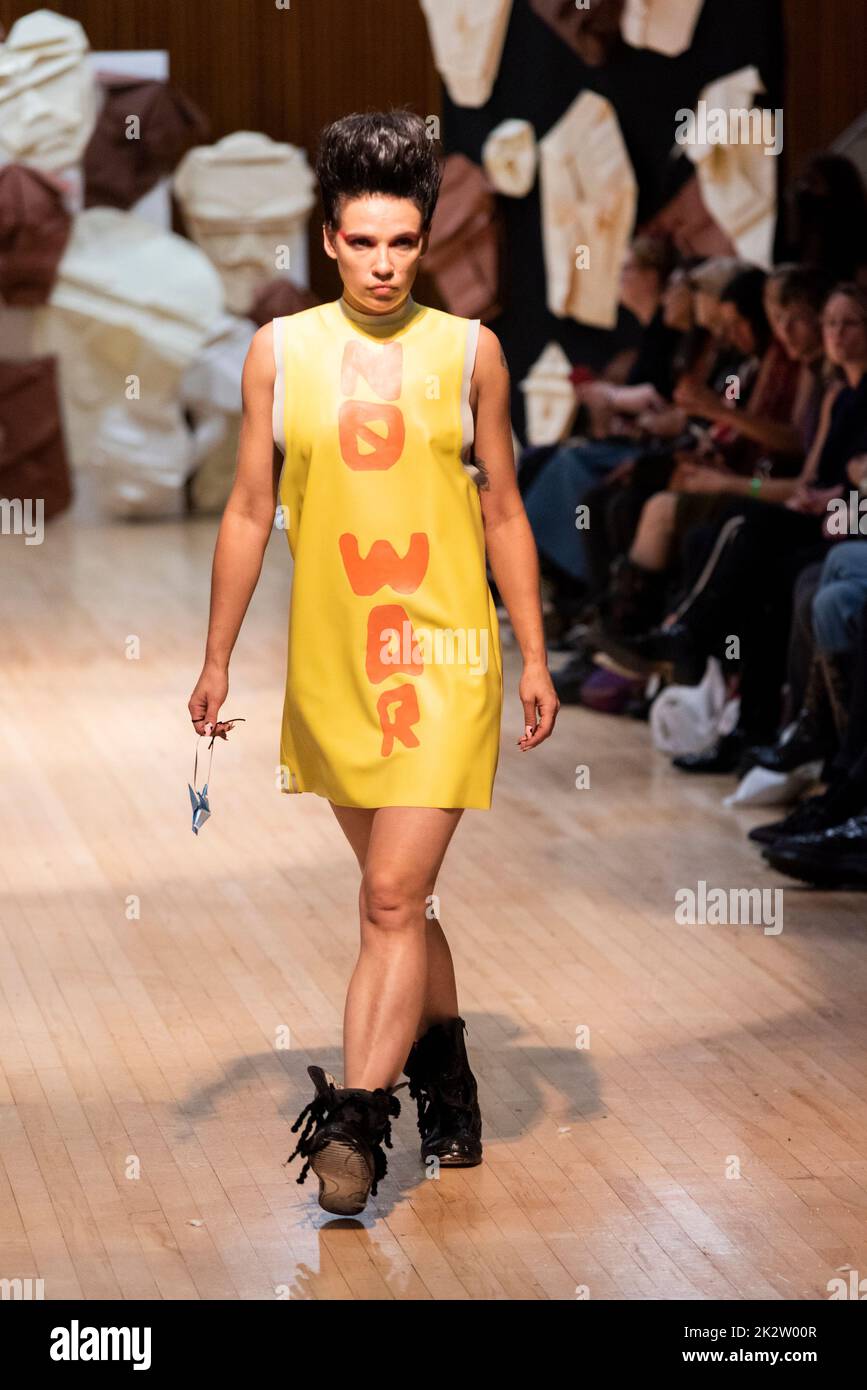 Model, modelling on catwalk for VIN+OMI 'Opinions' show for London ...