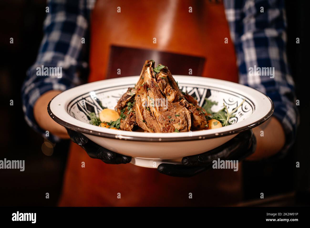 Cooked Lamb Ribs Seasoned with Parsley Stock Photo - Alamy