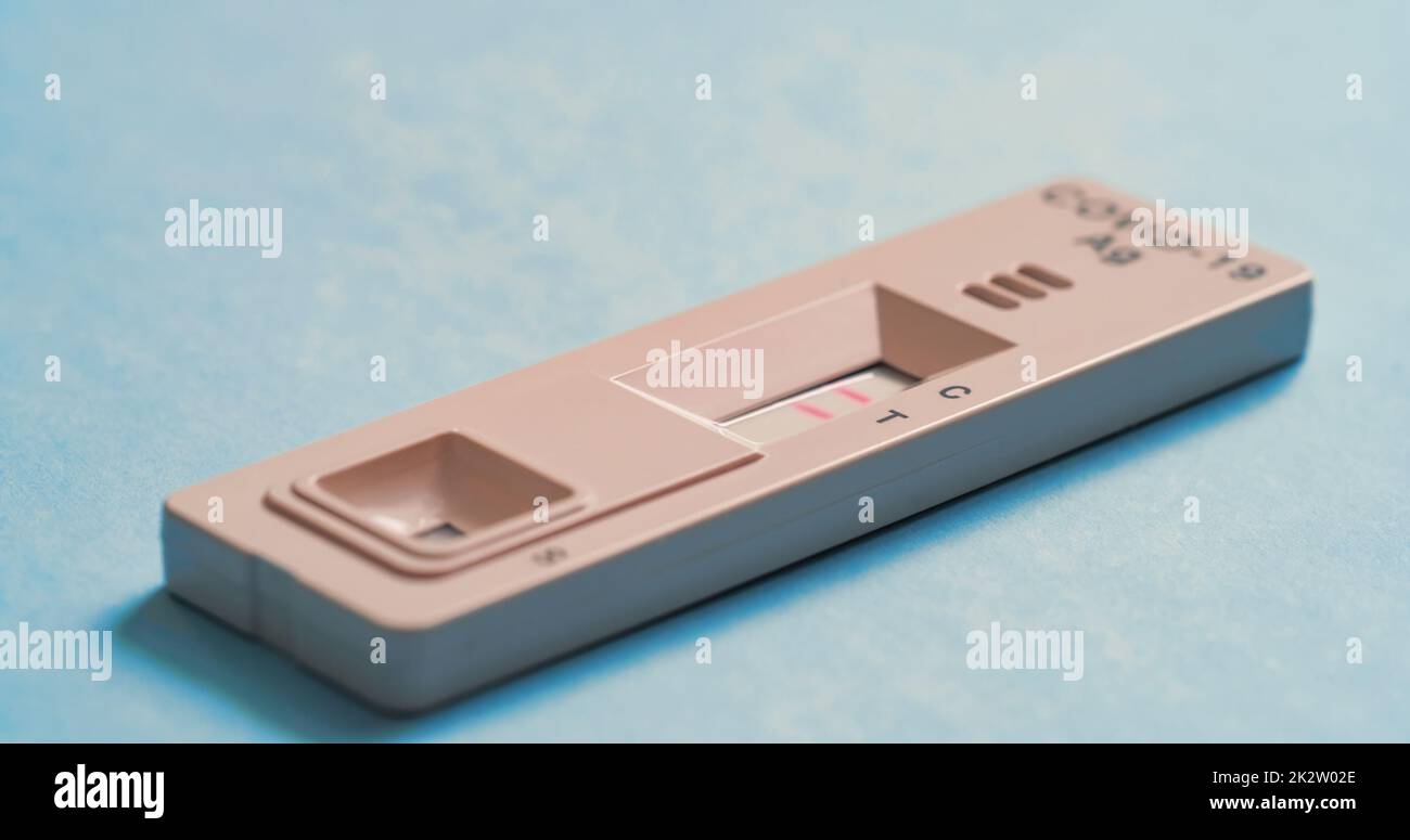 Covid-19 Antigen Test - Sars COV 2 indicator on a blue background Stock ...