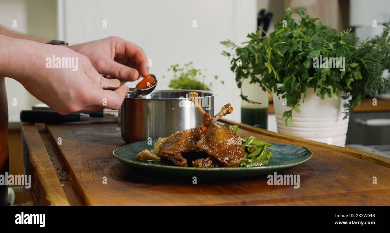 Appetizing duck meal fried tomato hi-res stock photography and images ...
