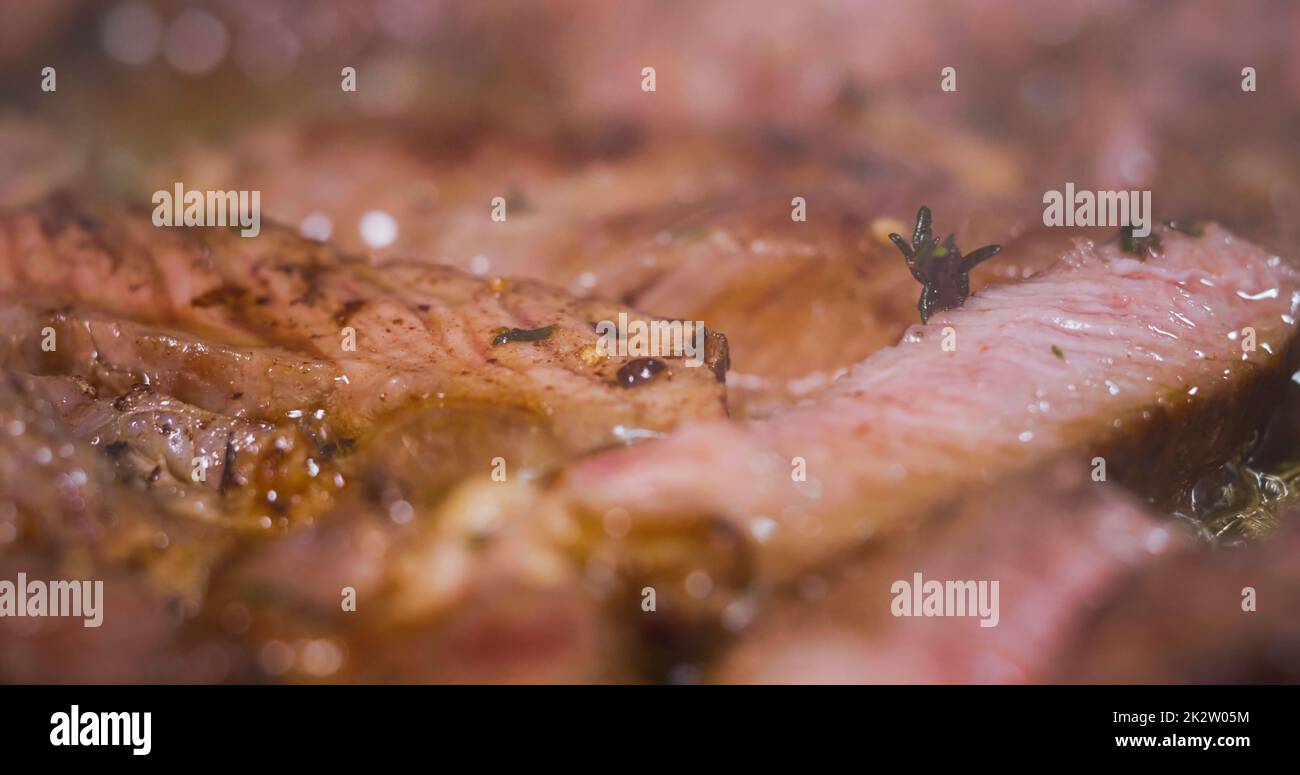 Beef Meat Cooking Delicious Juicy Food Macro Stock Photo - Alamy