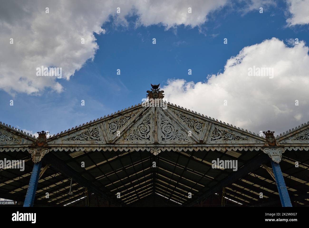 A metal roof structure with decorations Stock Photo - Alamy